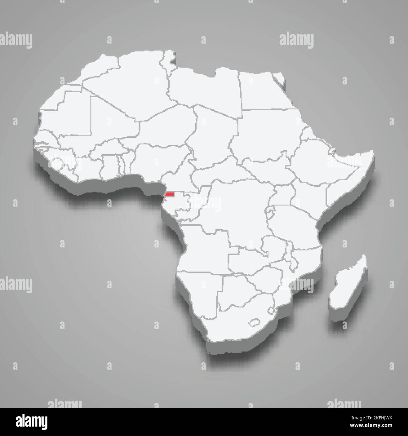 Equatorial Guinea country location within Africa. 3d isometric map ...