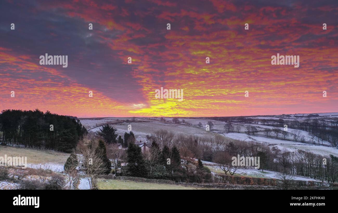 fire red sky at sunrise Stock Photo - Alamy