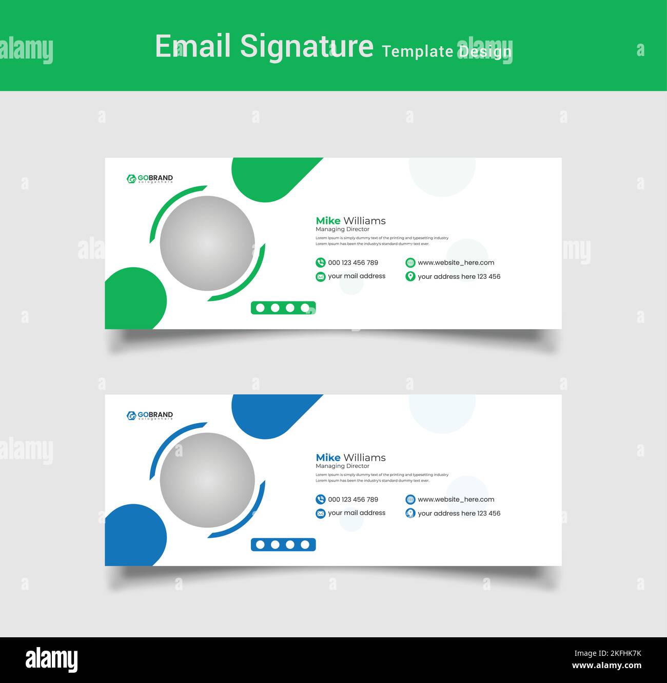 A vector of editable blue and green templates in a simple style with ...