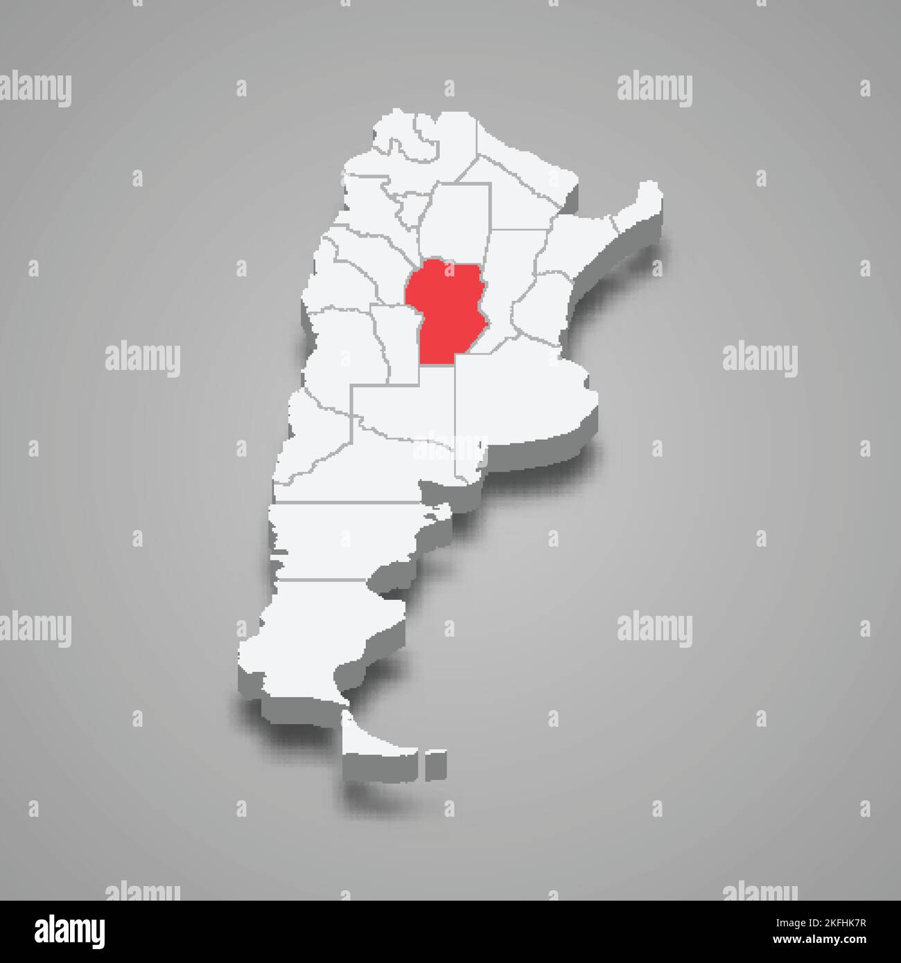 Cordoba region location within Argentina 3d isometric map Stock Vector ...