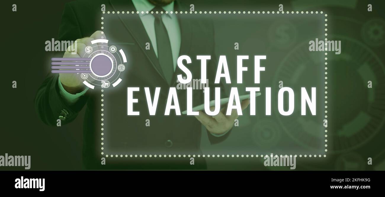 Hand writing sign Staff Evaluation, Conceptual photo assessment and ...