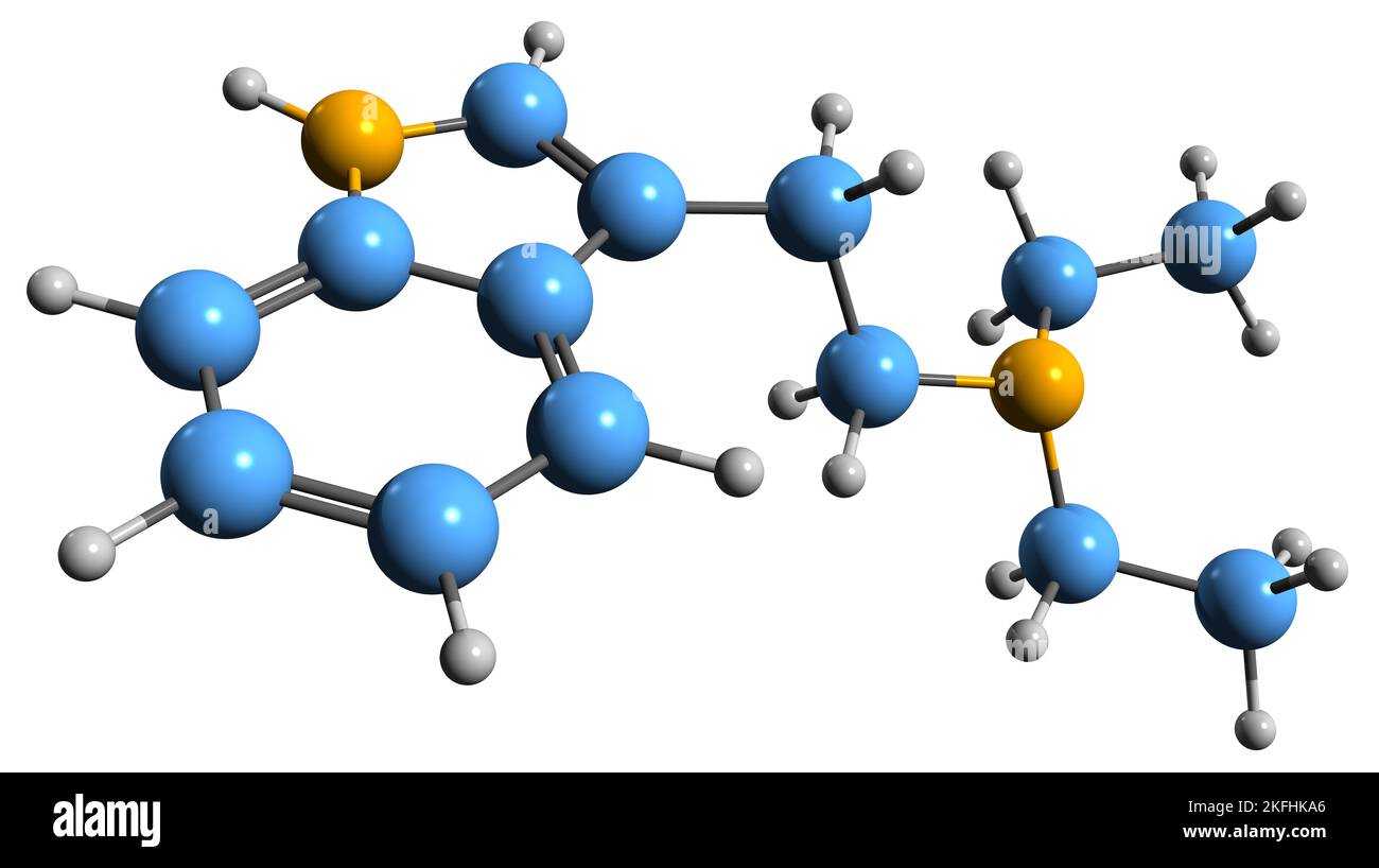 3D image of Diethyltryptamine skeletal formula - molecular chemical ...