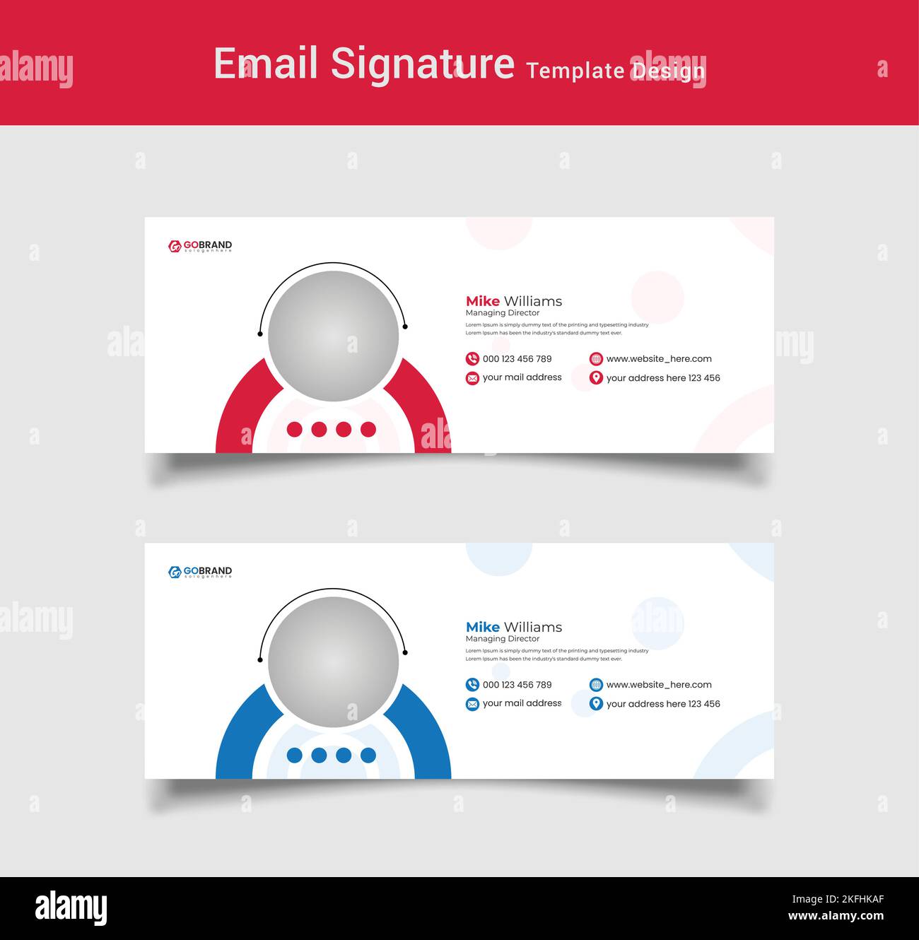 A vector of editable blue and red templates in a simple style with copy ...