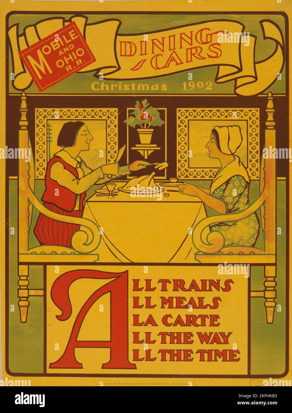 Mobile and Ohio r. r. dining cars Christmas 1902, c1895 - 1917 Stock ...