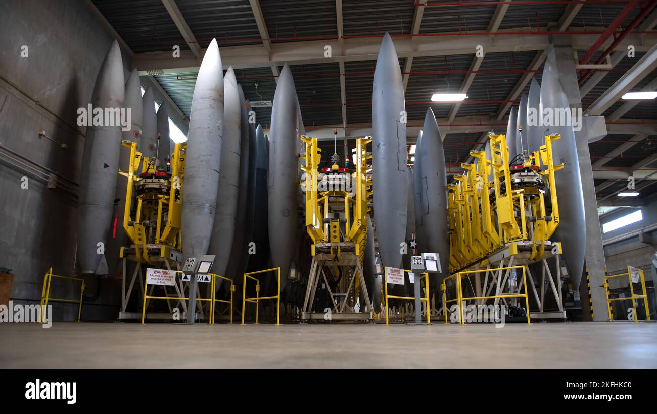 External aircraft fuel tanks are arranged on the vertical tank storage ...