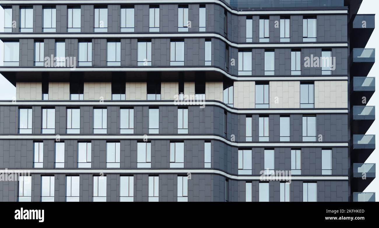 Facade of contemporary corporate building with balcony, texture Stock ...