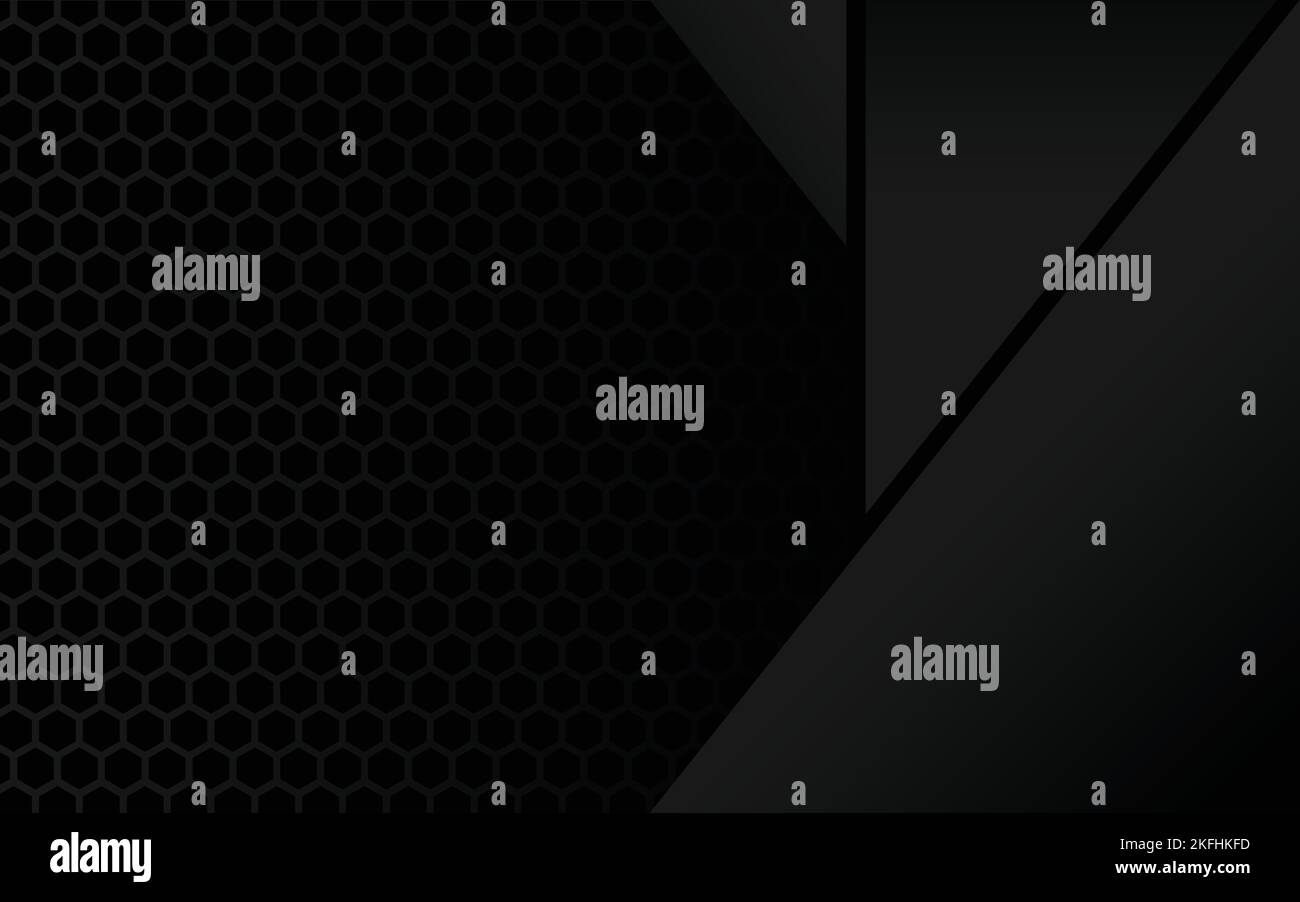 Black modern material design with hexagonal pattern, dark overlayed ...