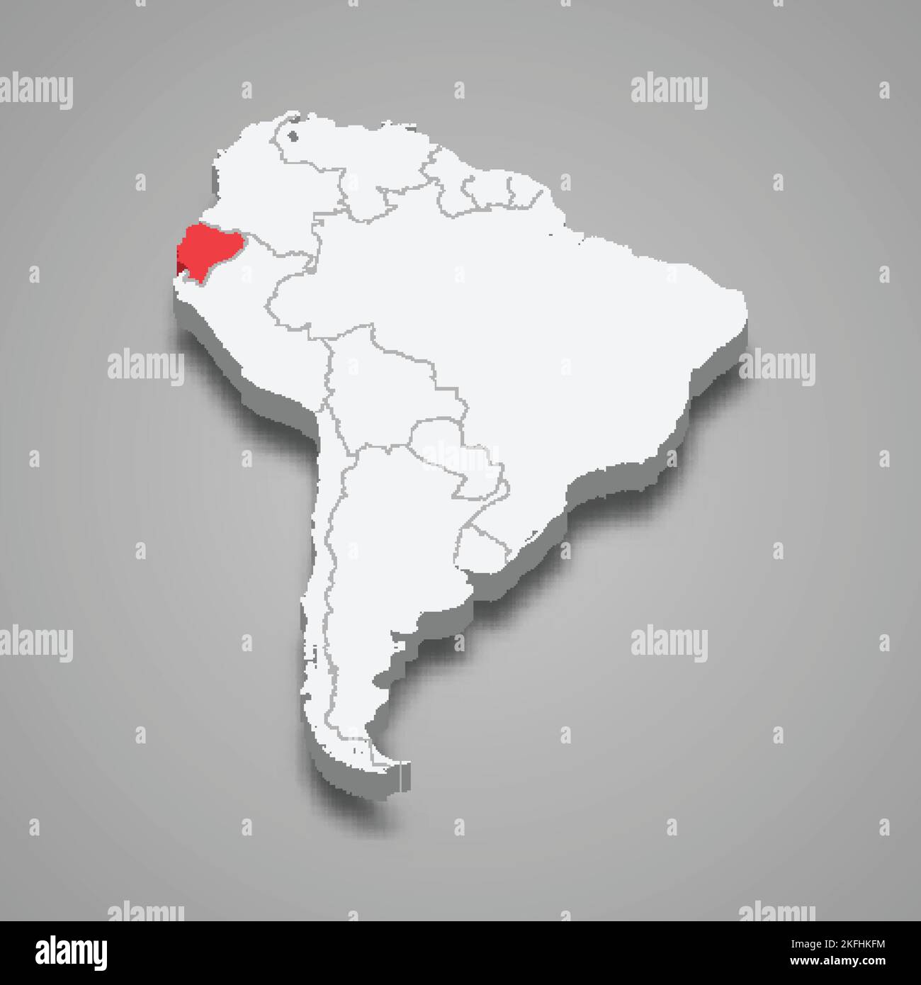 Ecuador country location within South America. 3d isometric map Stock ...