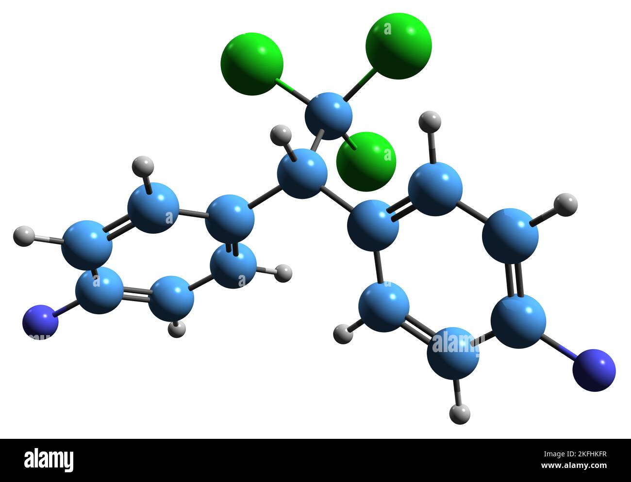 3D image of Difluorodiphenyltrichloroethane skeletal formula ...