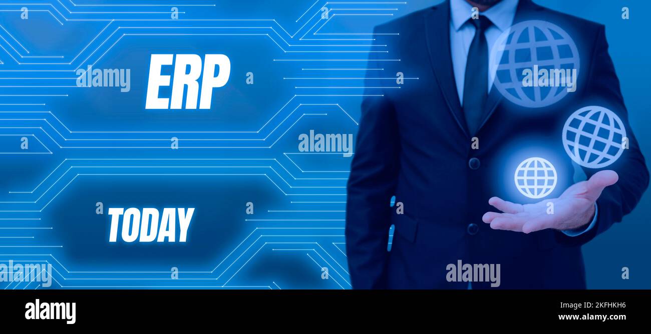 Inspiration showing sign Erp, Internet Concept enterprise resource planning centralized database ...