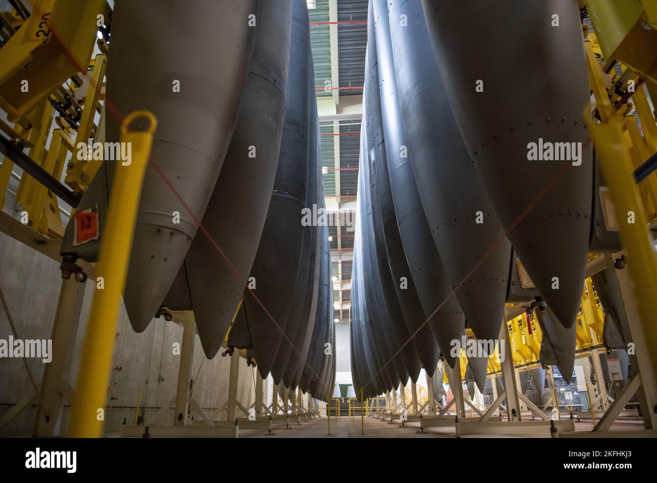 External aircraft fuel tanks are arranged on the vertical tank storage ...