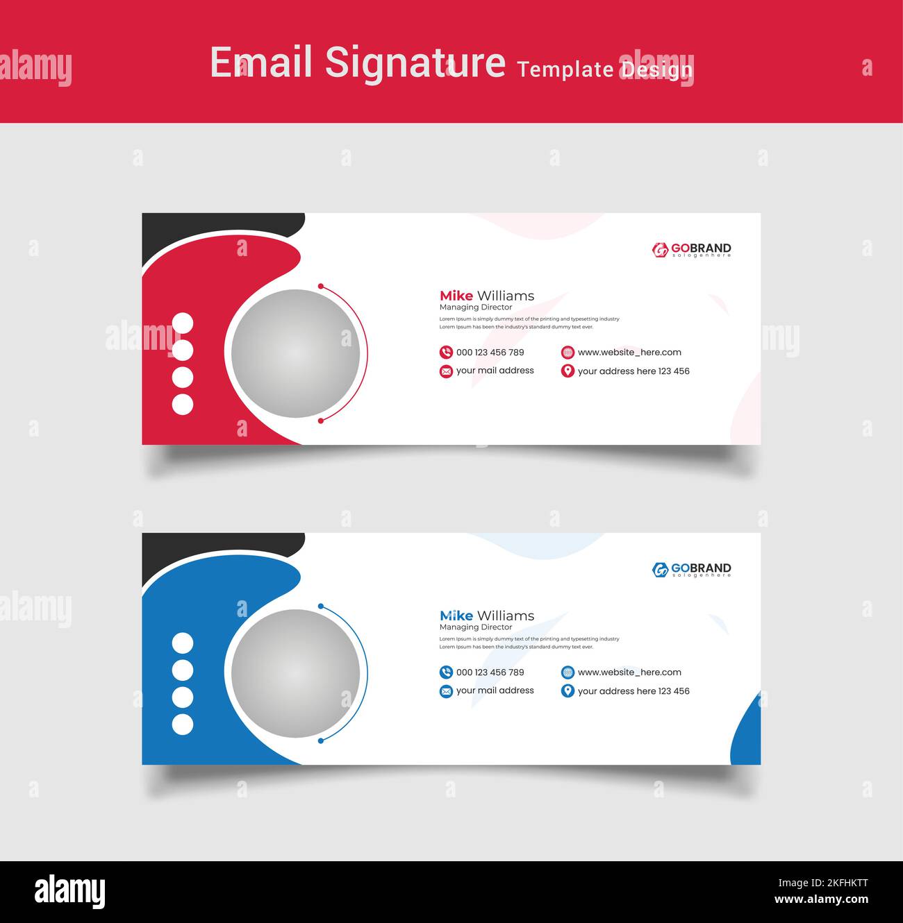 A vector of editable blue and red templates in a simple style with copy ...