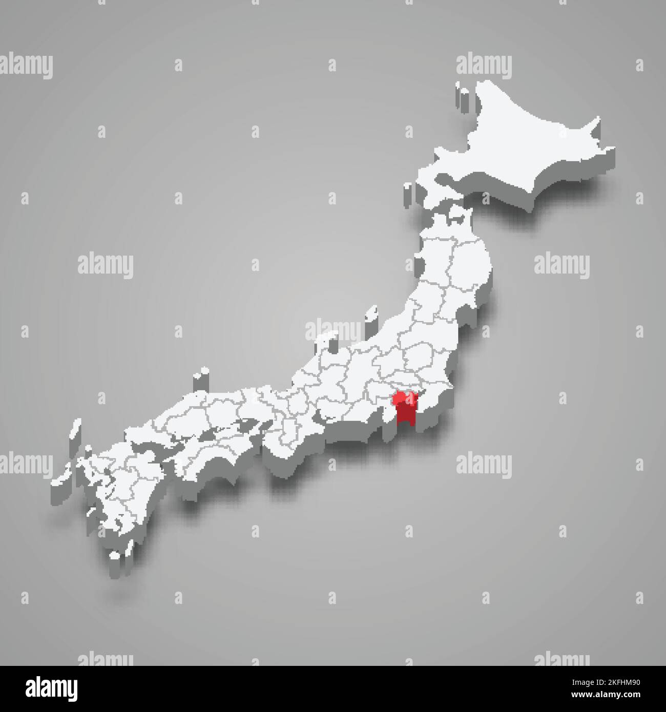 Kanagawa region location within Japan 3d isometric map Stock Vector ...