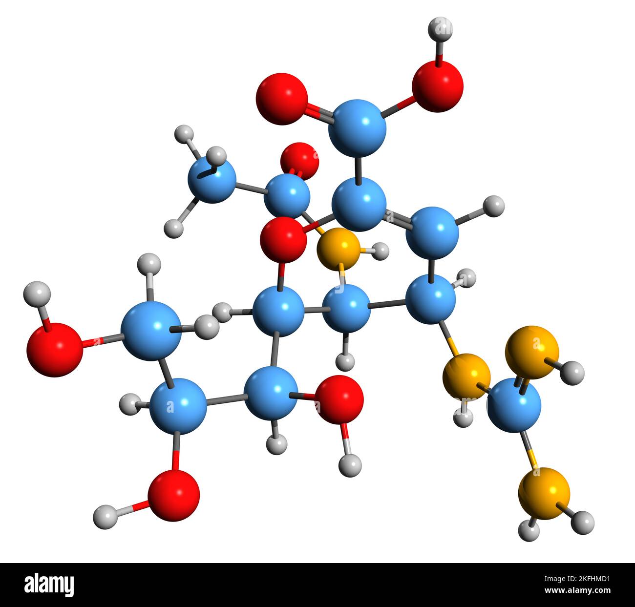 3D image of Zanamivir skeletal formula - molecular chemical structure ...