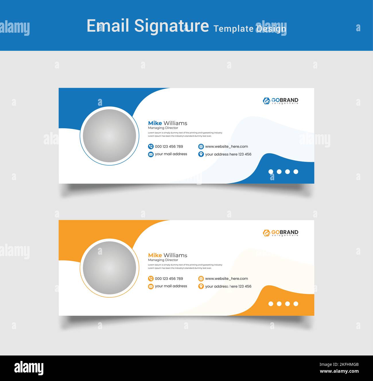 A vector of editable blue and orange templates in a simple style with ...