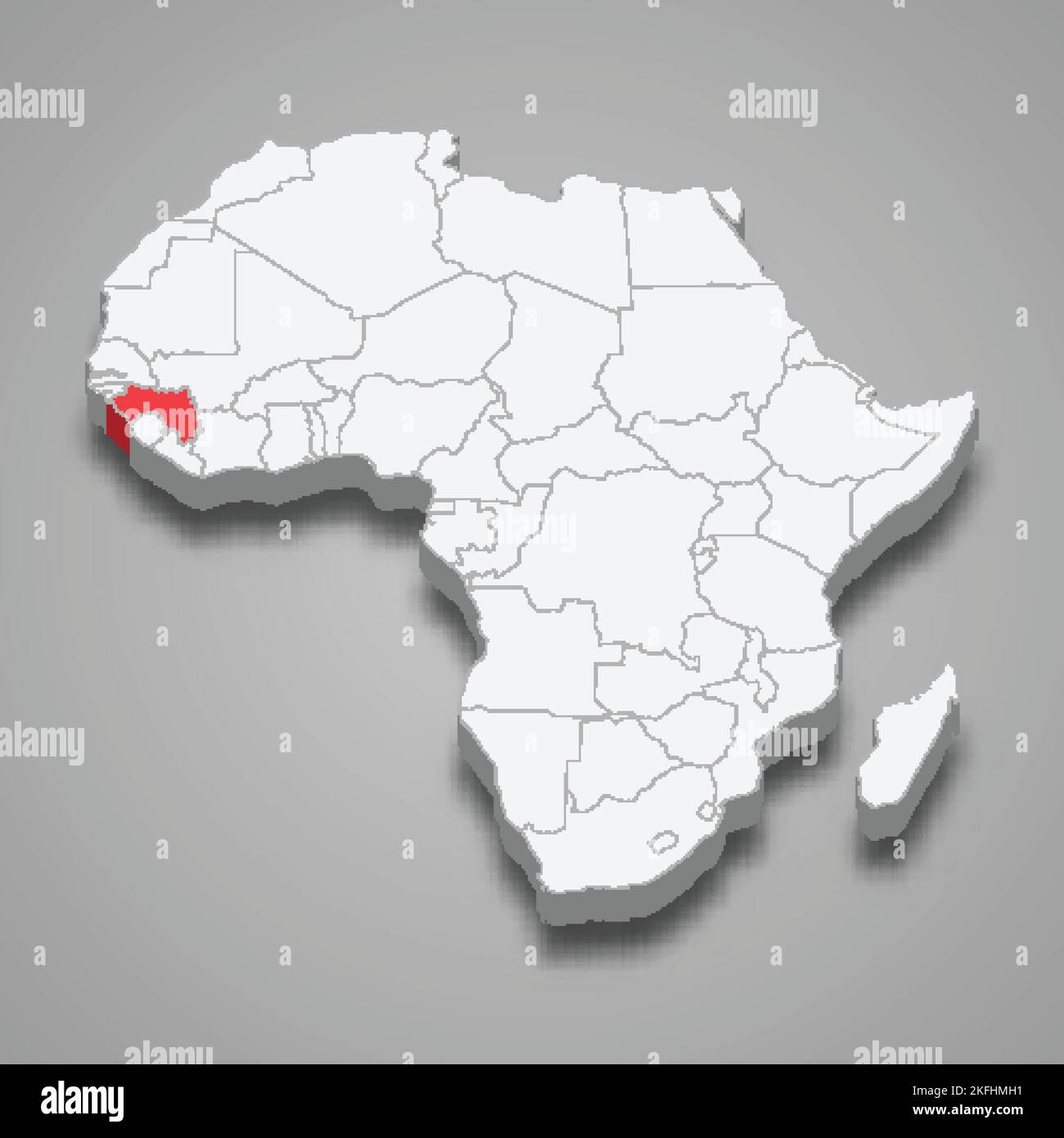 Guinea country location within Africa. 3d isometric map Stock Vector ...