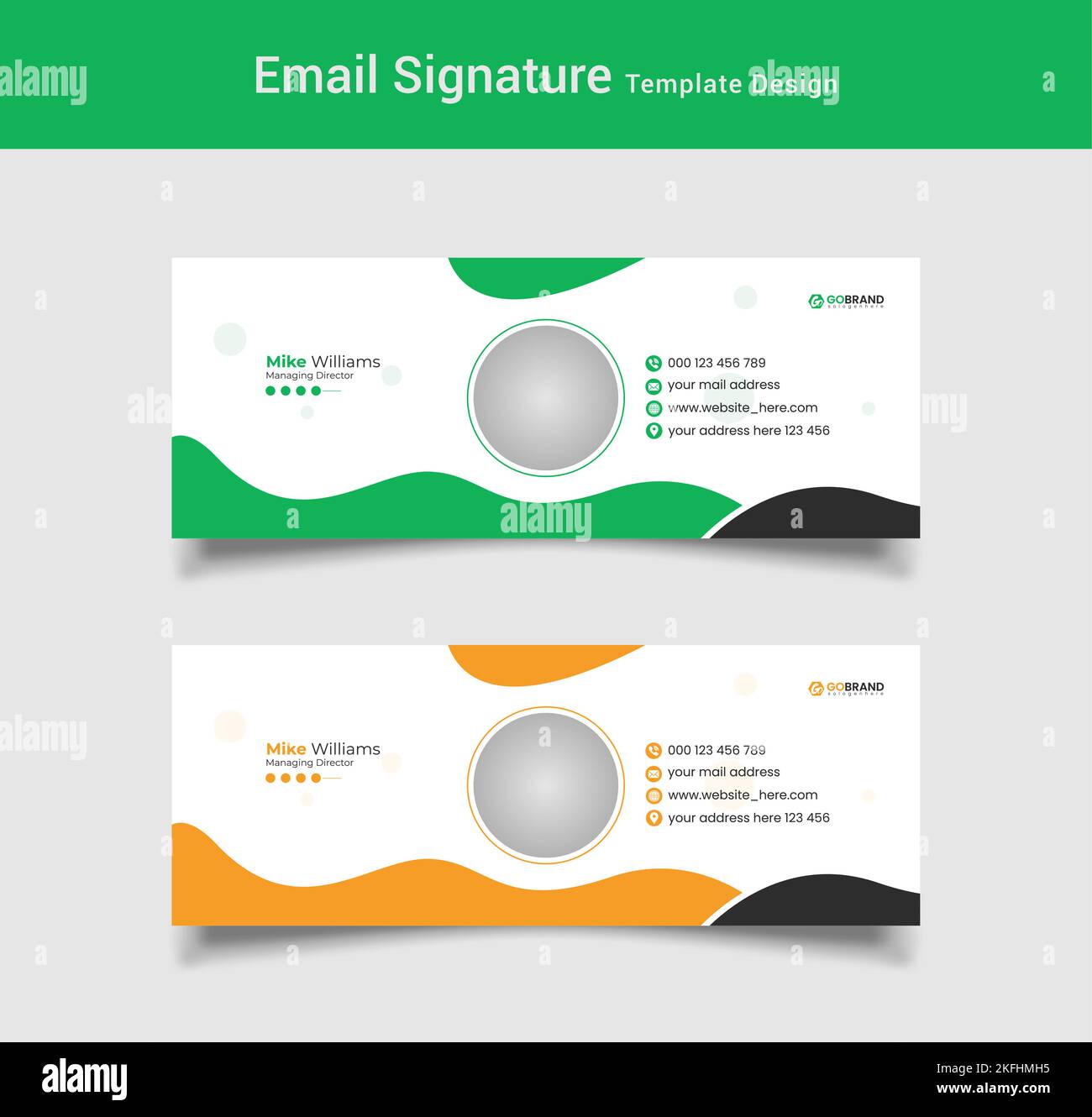 A vector of editable green and orange templates in a simple style with ...
