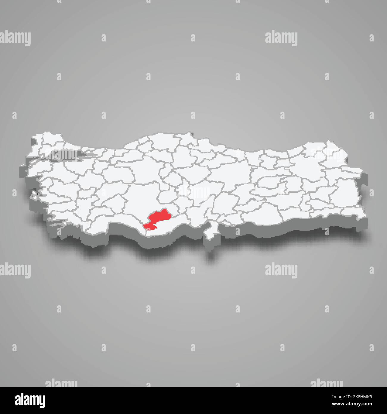 Karaman region location within Turkey 3d isometric map Stock Vector ...