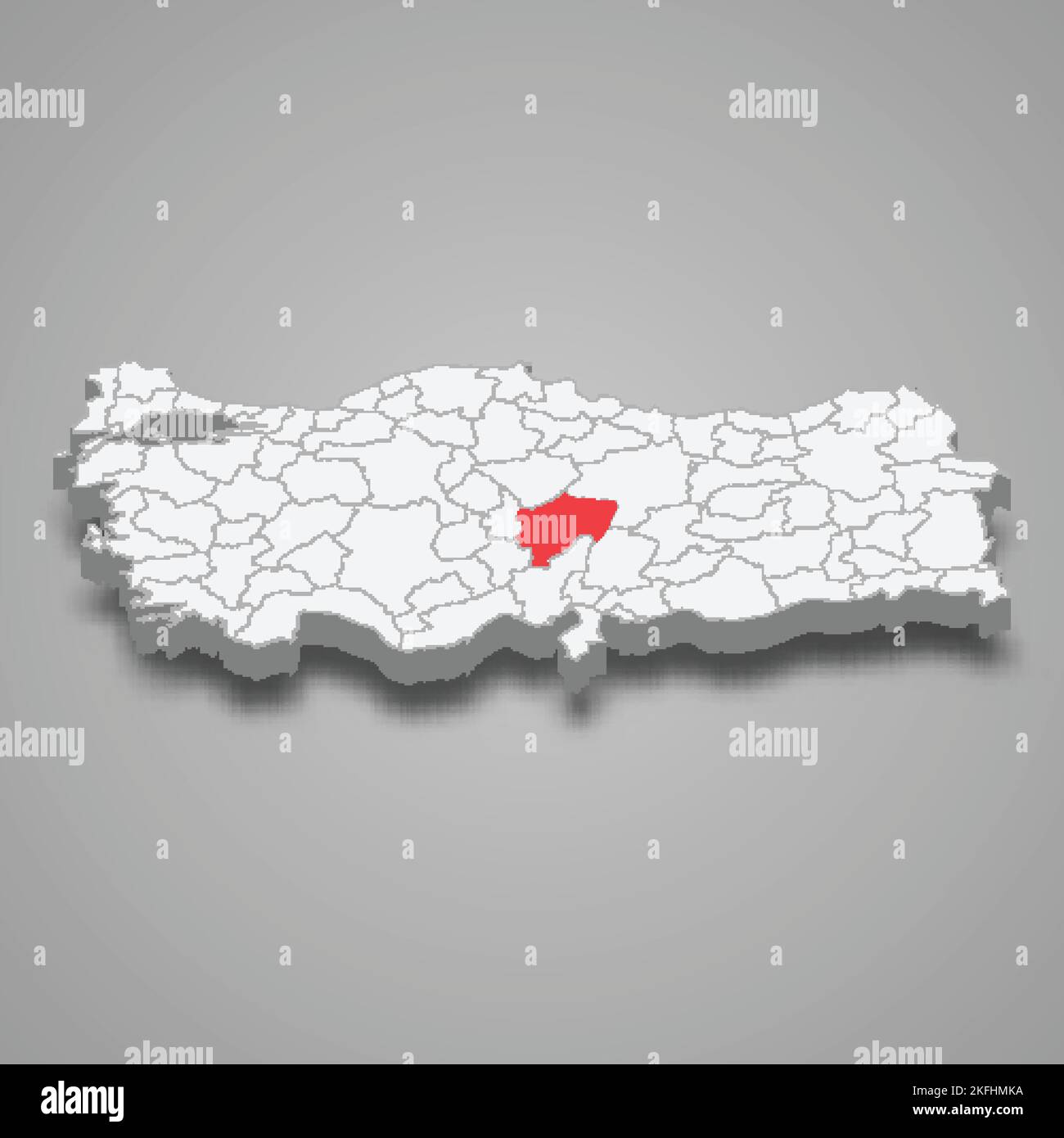 Kayseri region location within Turkey 3d isometric map Stock Vector ...