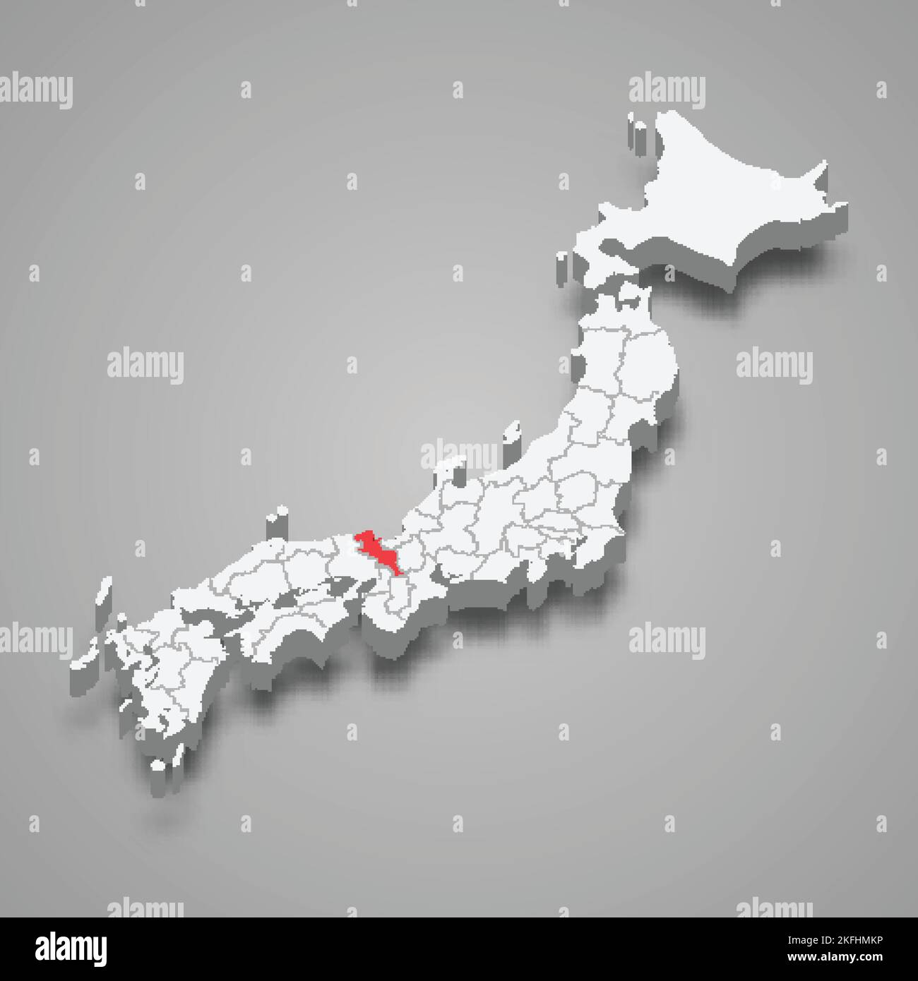Kyoto region location within Japan 3d isometric map Stock Vector Image ...