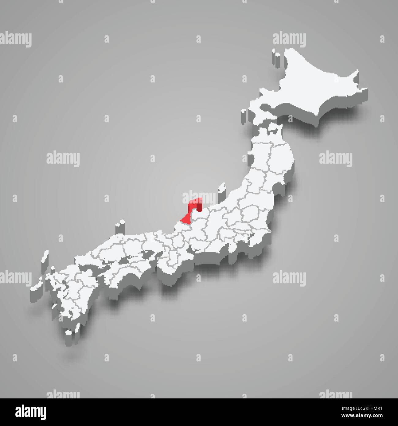 Ishikawa region location within Japan 3d isometric map Stock Vector ...