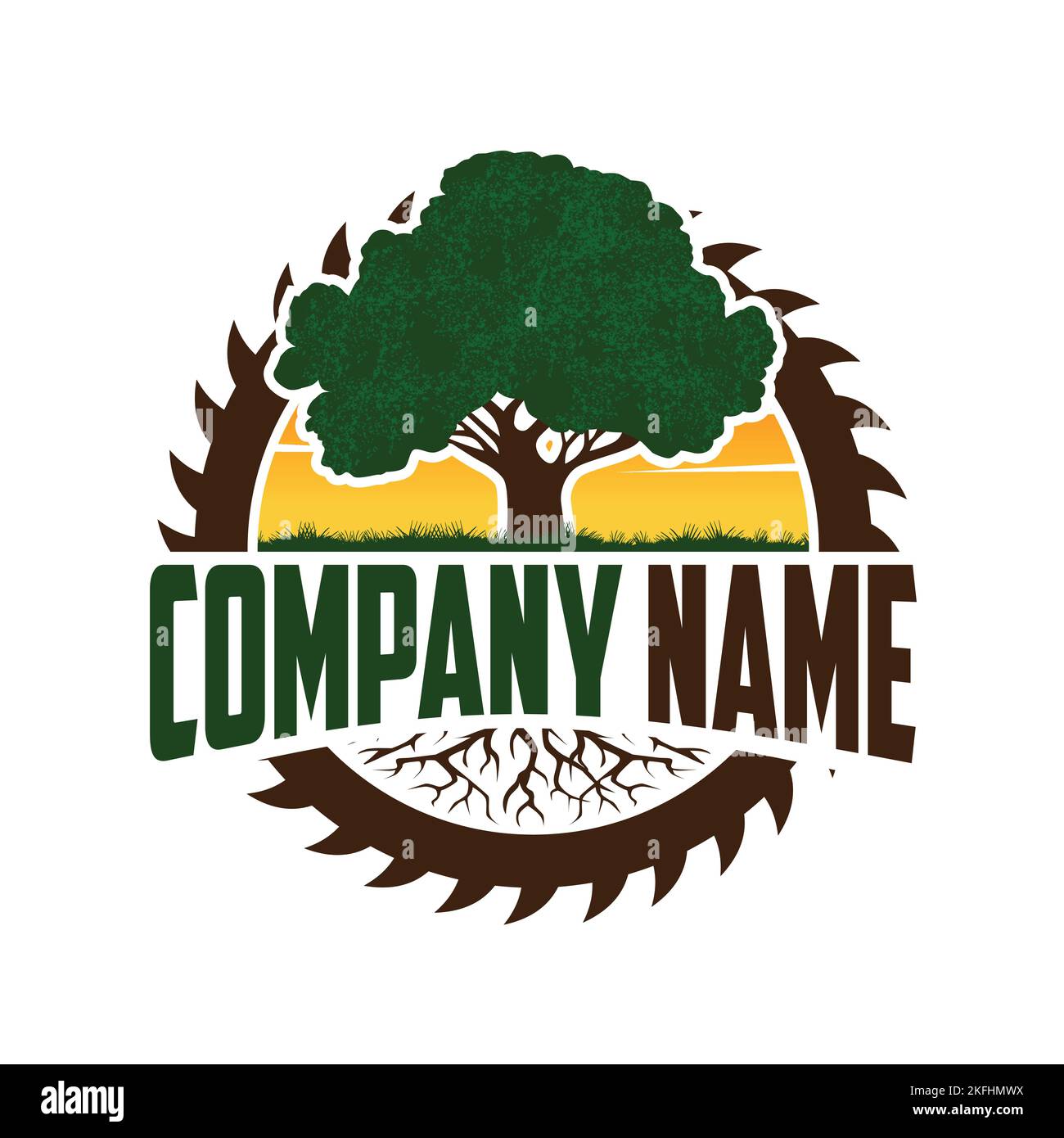 Tree logging logo, wood cutter logo on white background Stock Vector ...