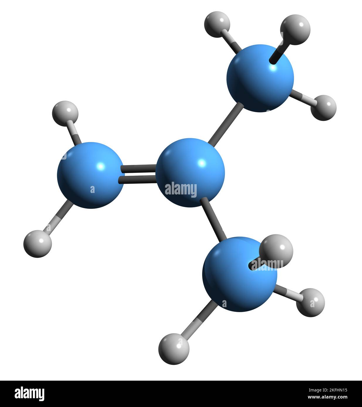 3D image of Isobutylene skeletal formula - molecular chemical structure ...