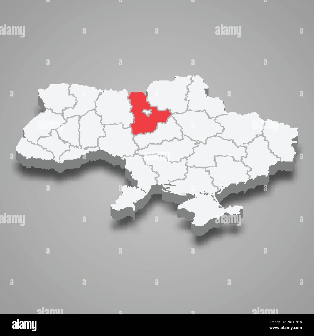 Kyiv Oblast. Region location within Ukraine 3d isometric map Stock ...