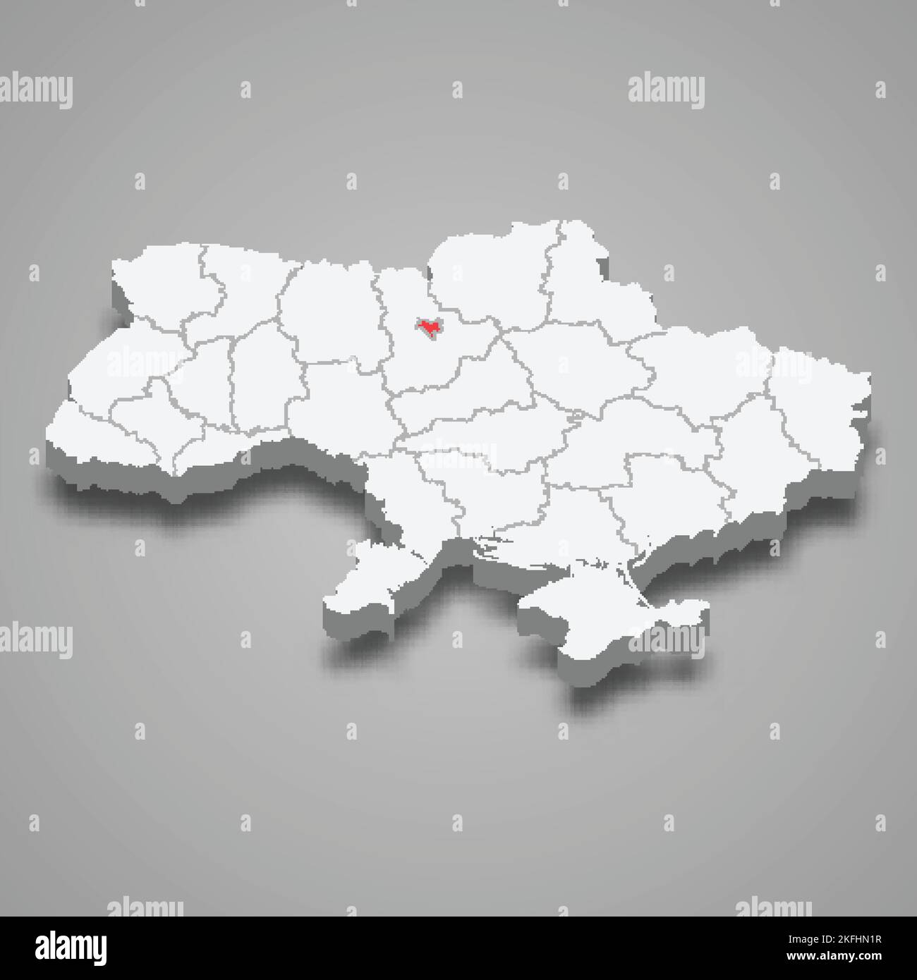 Kyiv. Region location within Ukraine 3d isometric map Stock Vector ...
