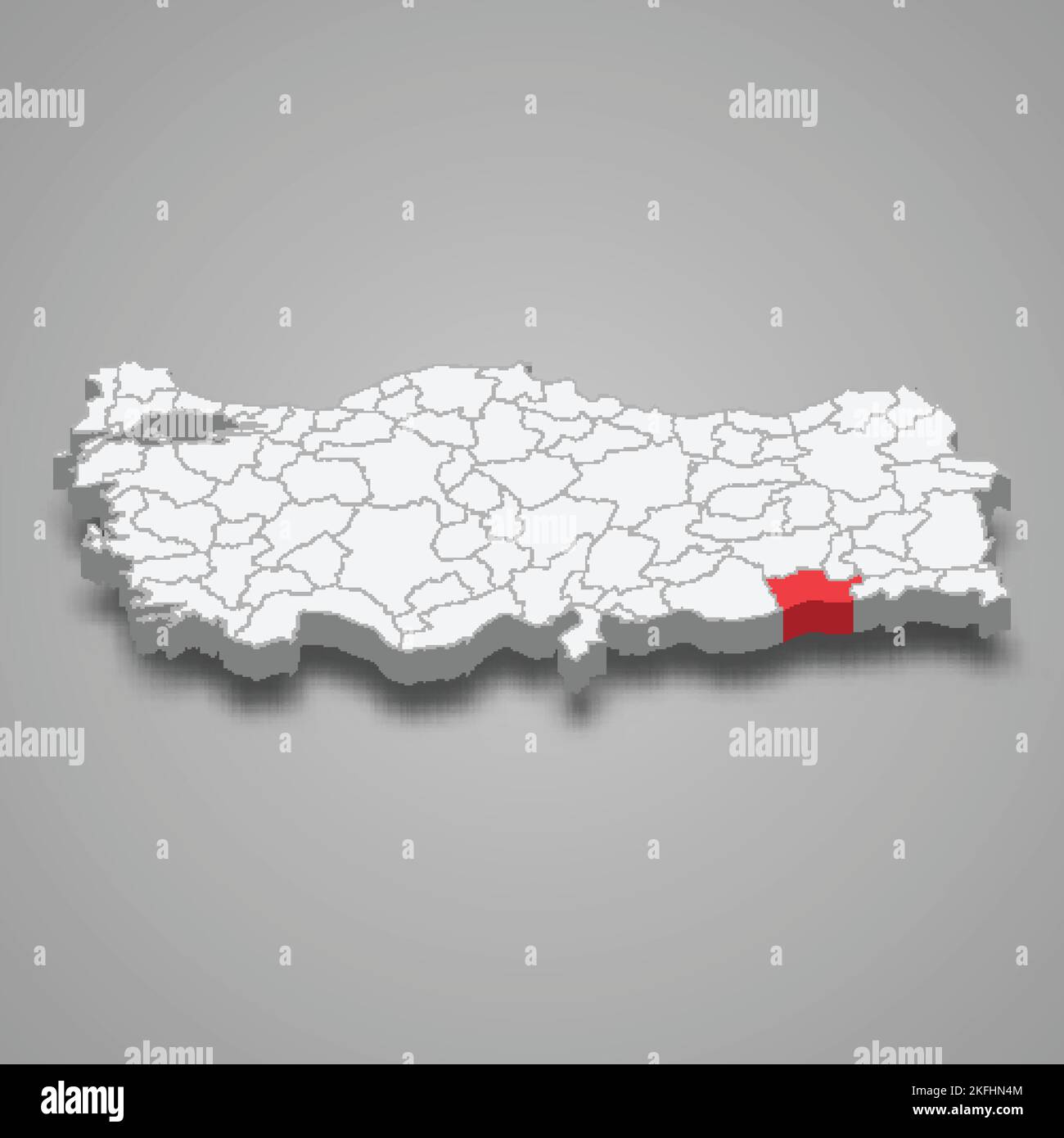 Mardin region location within Turkey 3d isometric map Stock Vector ...