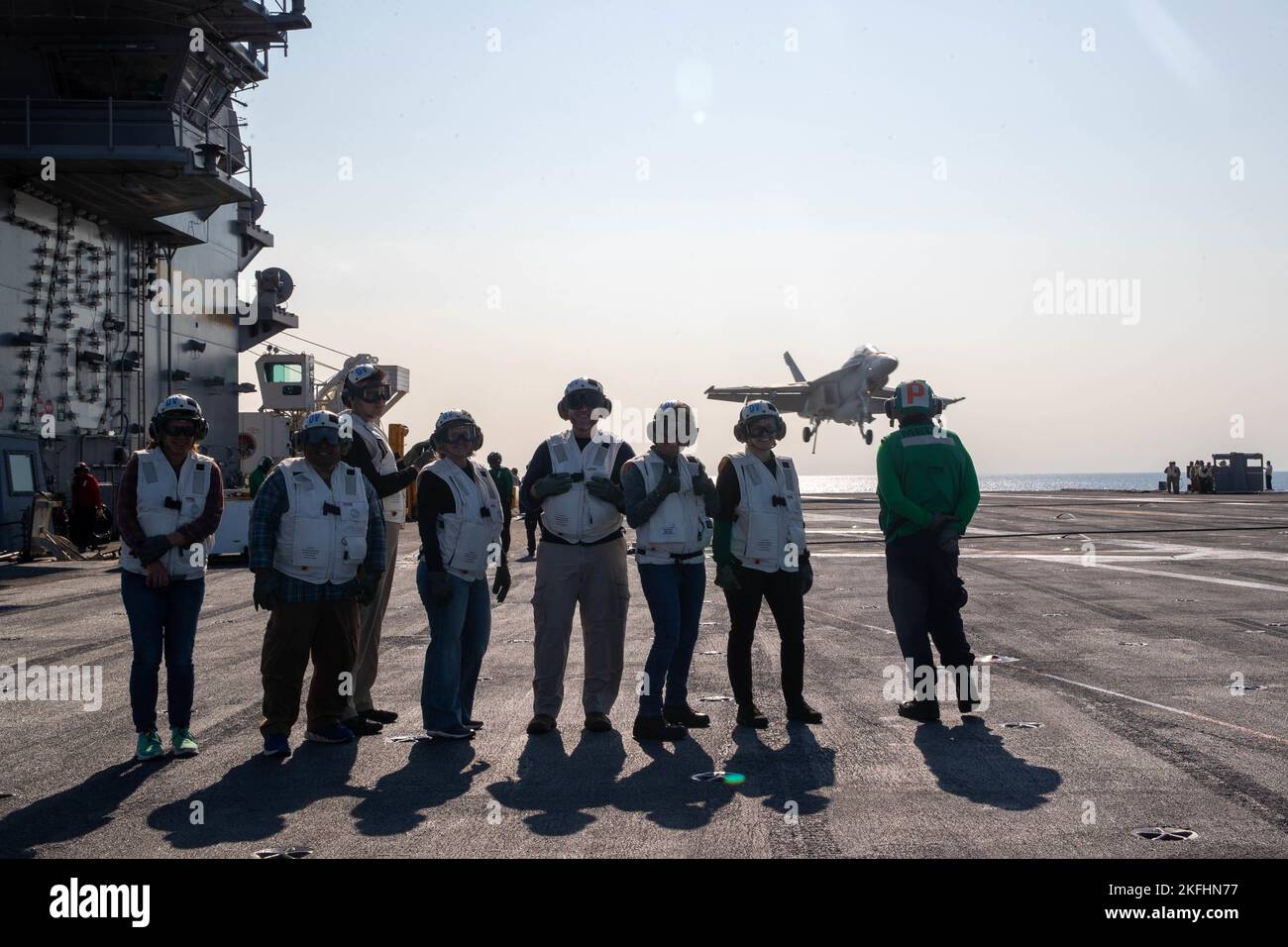 Distinguished visitors tour USS Gerald R. Ford’s (CVN 78) flight deck ...
