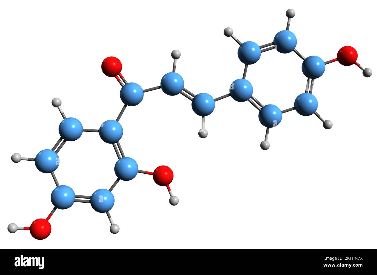 3D image of Isoliquiritigenin skeletal formula - molecular chemical ...
