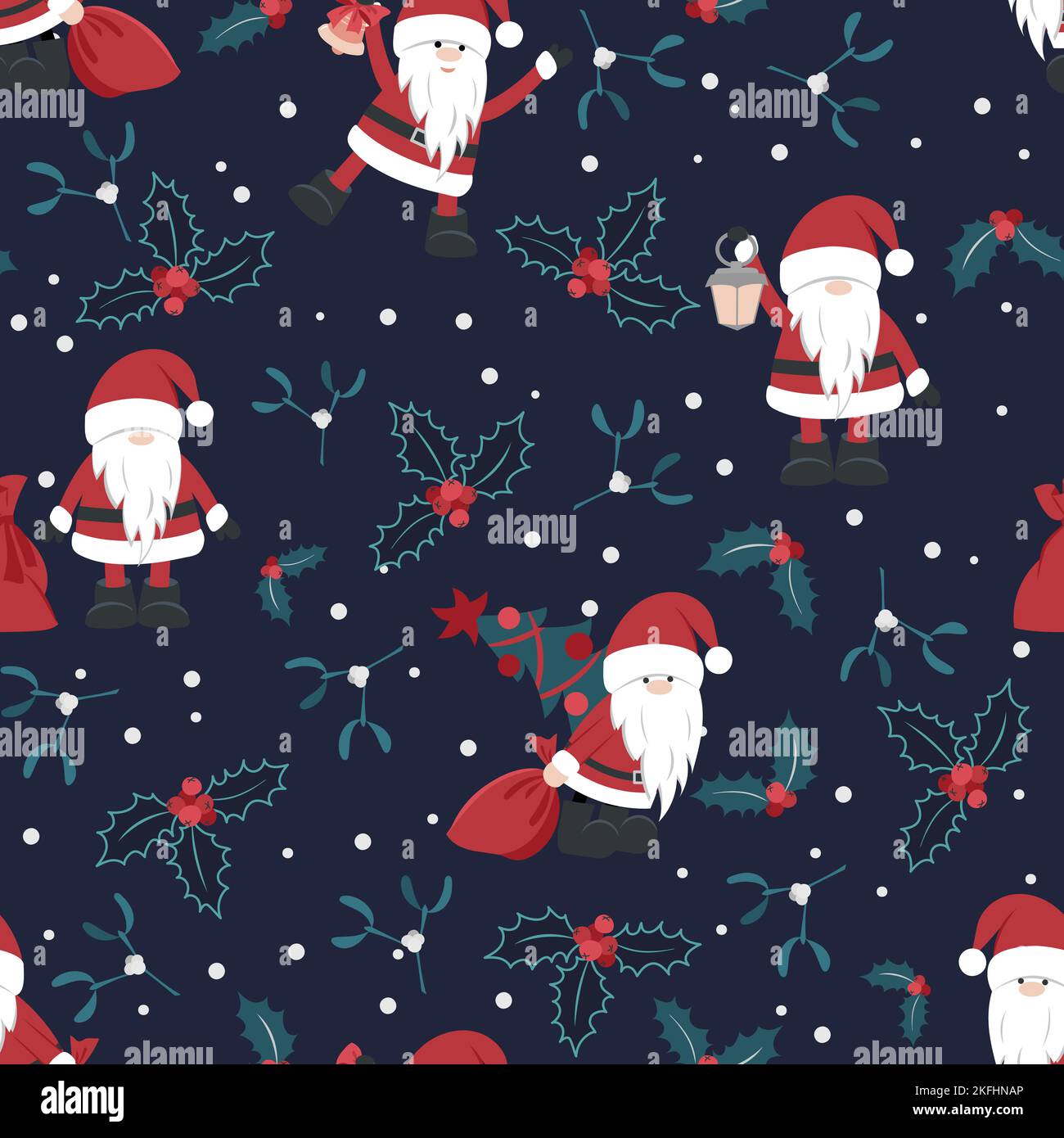 Cute Christmas pattern with Santa Claus, Christmas trees and gift ...
