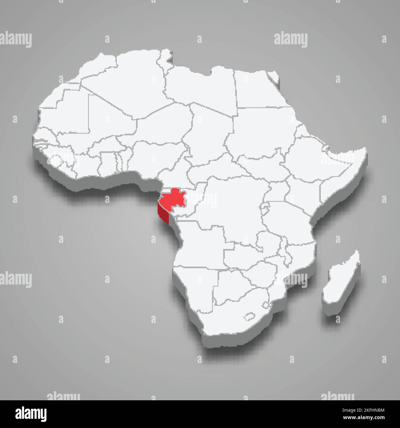 Gabon country location within Africa. 3d isometric map Stock Vector ...