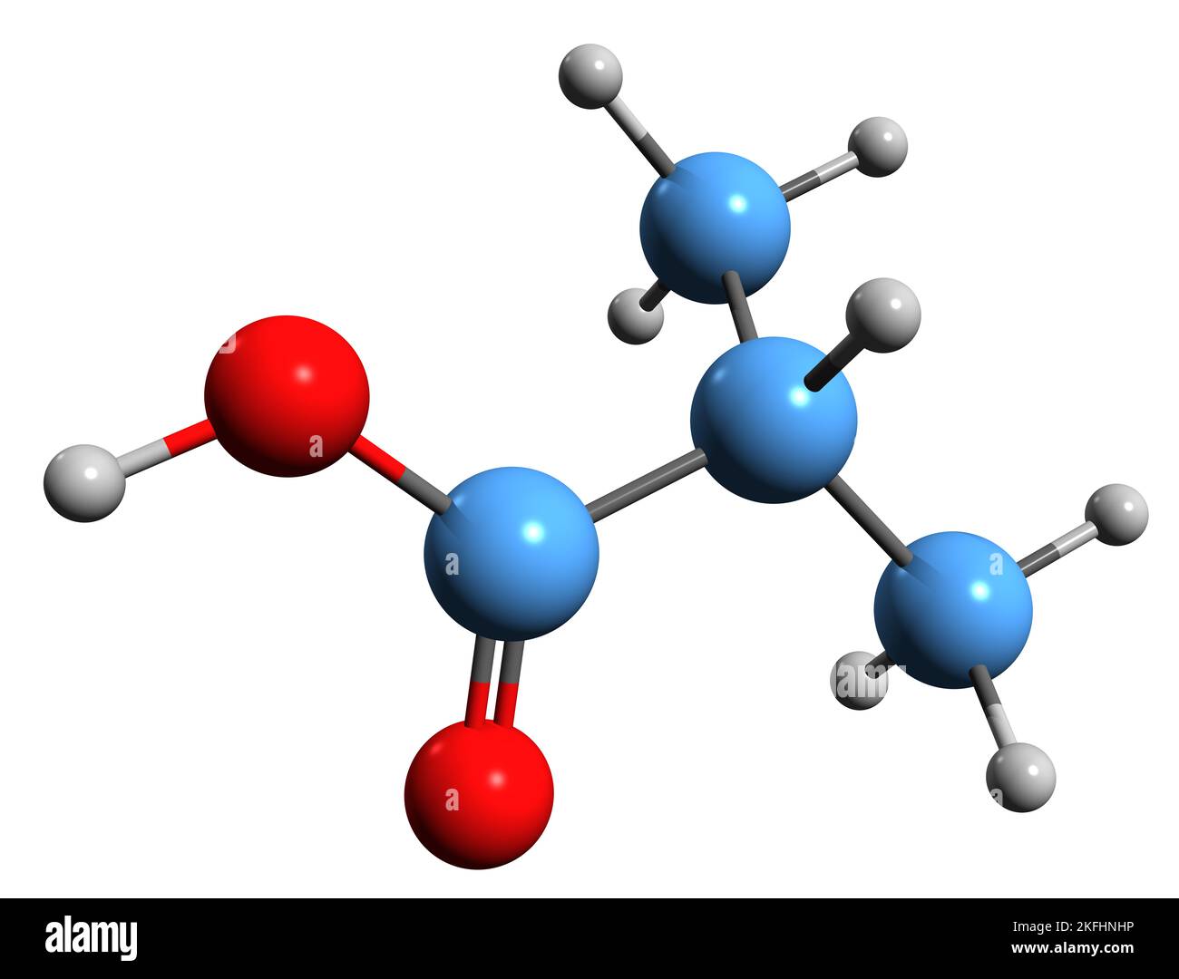 3D image of Isobutyric acid skeletal formula - molecular chemical ...