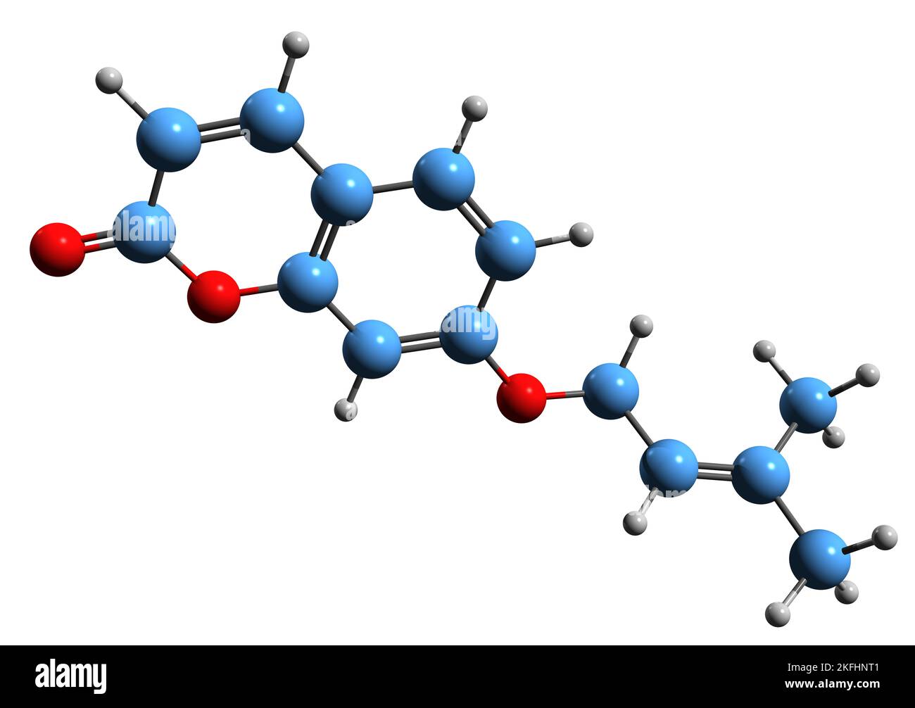 3D image of isopentenyloxycoumarin skeletal formula - molecular ...