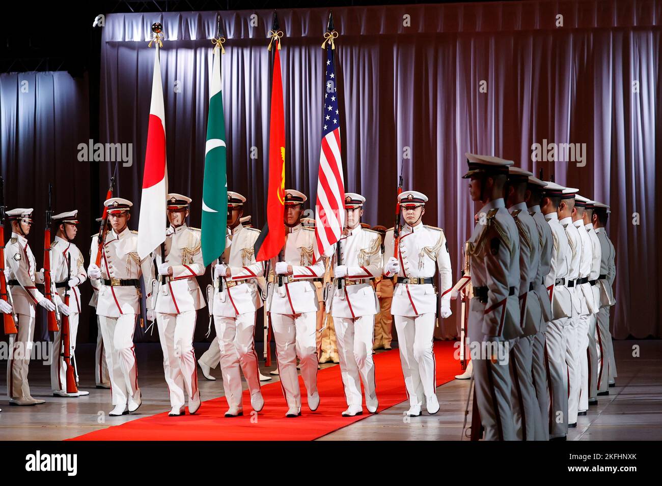 Tokyo, Japan. 18th Nov, 2022. National flags from the countries of ...