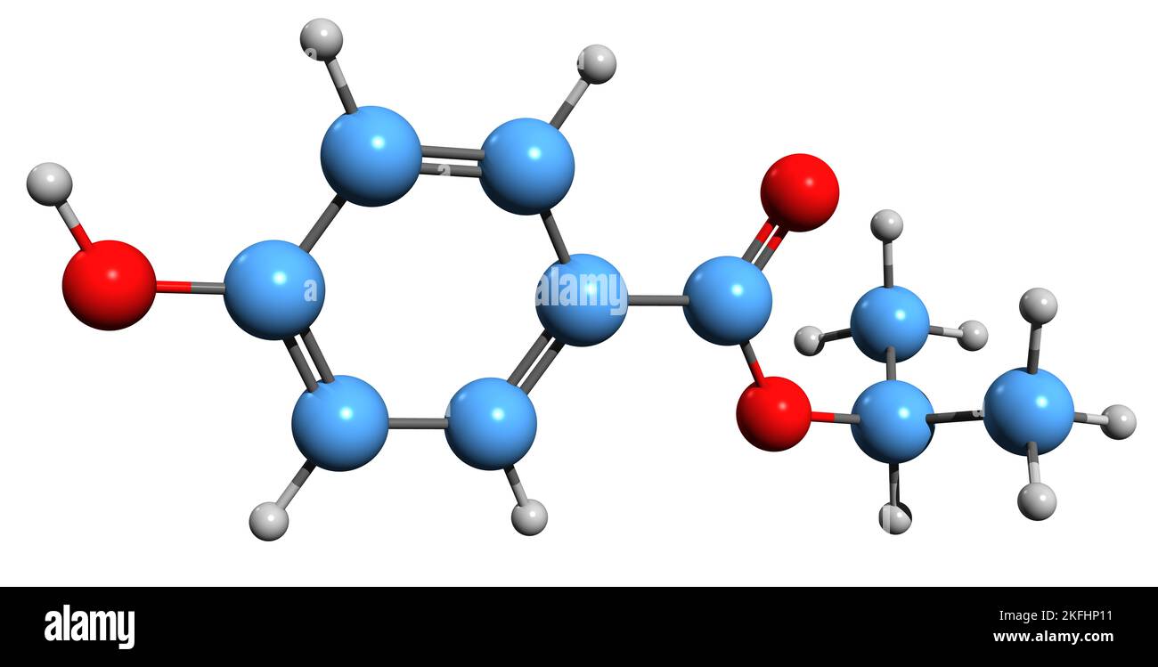 3D image of Isopropylparaben skeletal formula - molecular chemical ...
