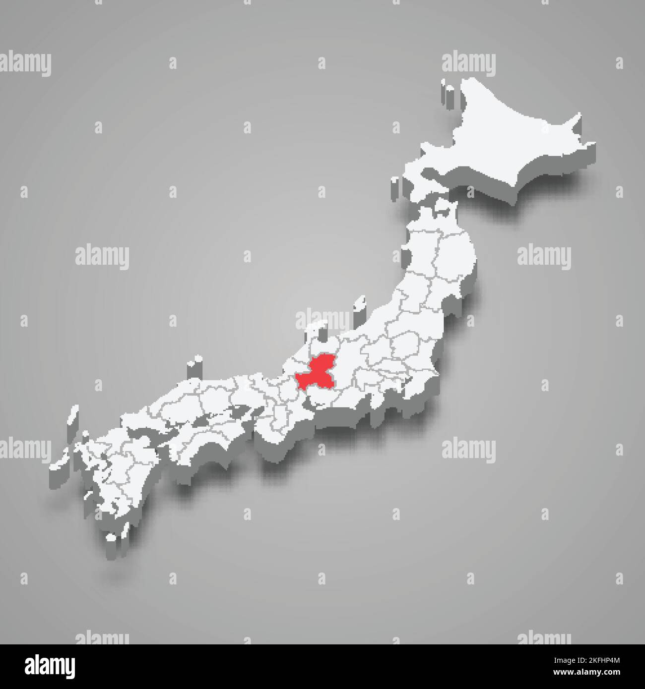Gifu region location within Japan 3d isometric map Stock Vector Image ...