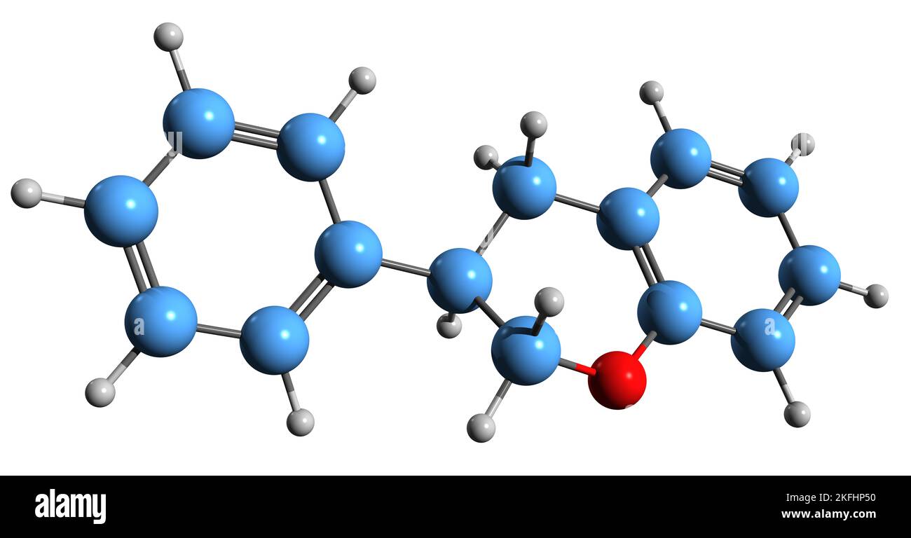 3D image of Isoflavane skeletal formula - molecular chemical structure ...