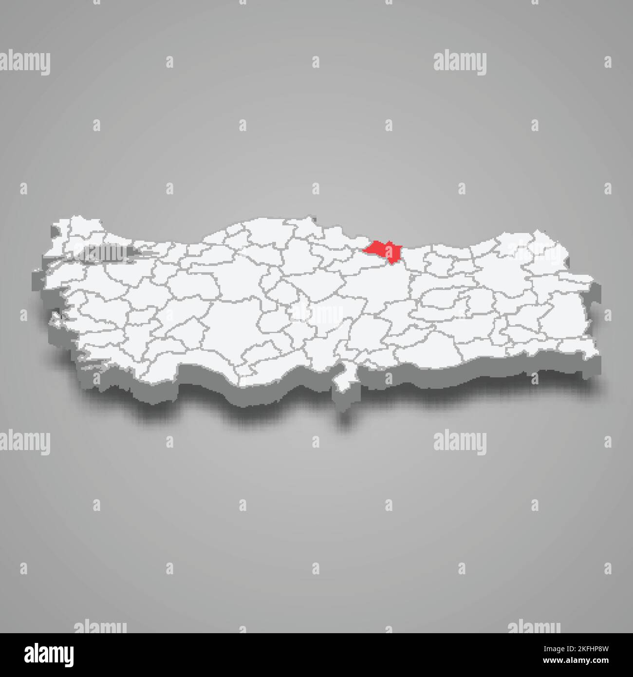 Ordu region location within Turkey 3d isometric map Stock Vector Image ...