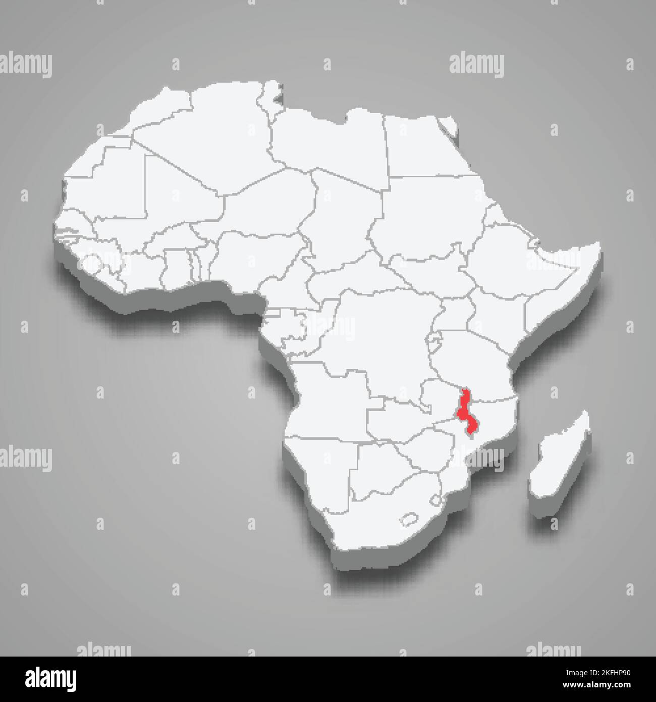 Malawi country location within Africa. 3d isometric map Stock Vector ...