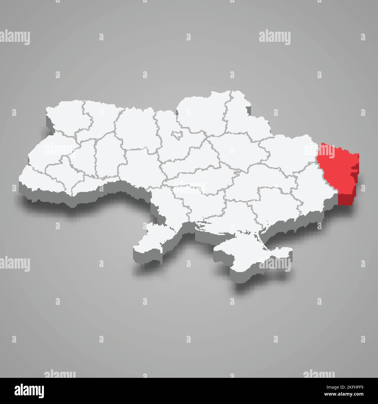 Luhansk Oblast. Region location within Ukraine 3d isometric map Stock ...