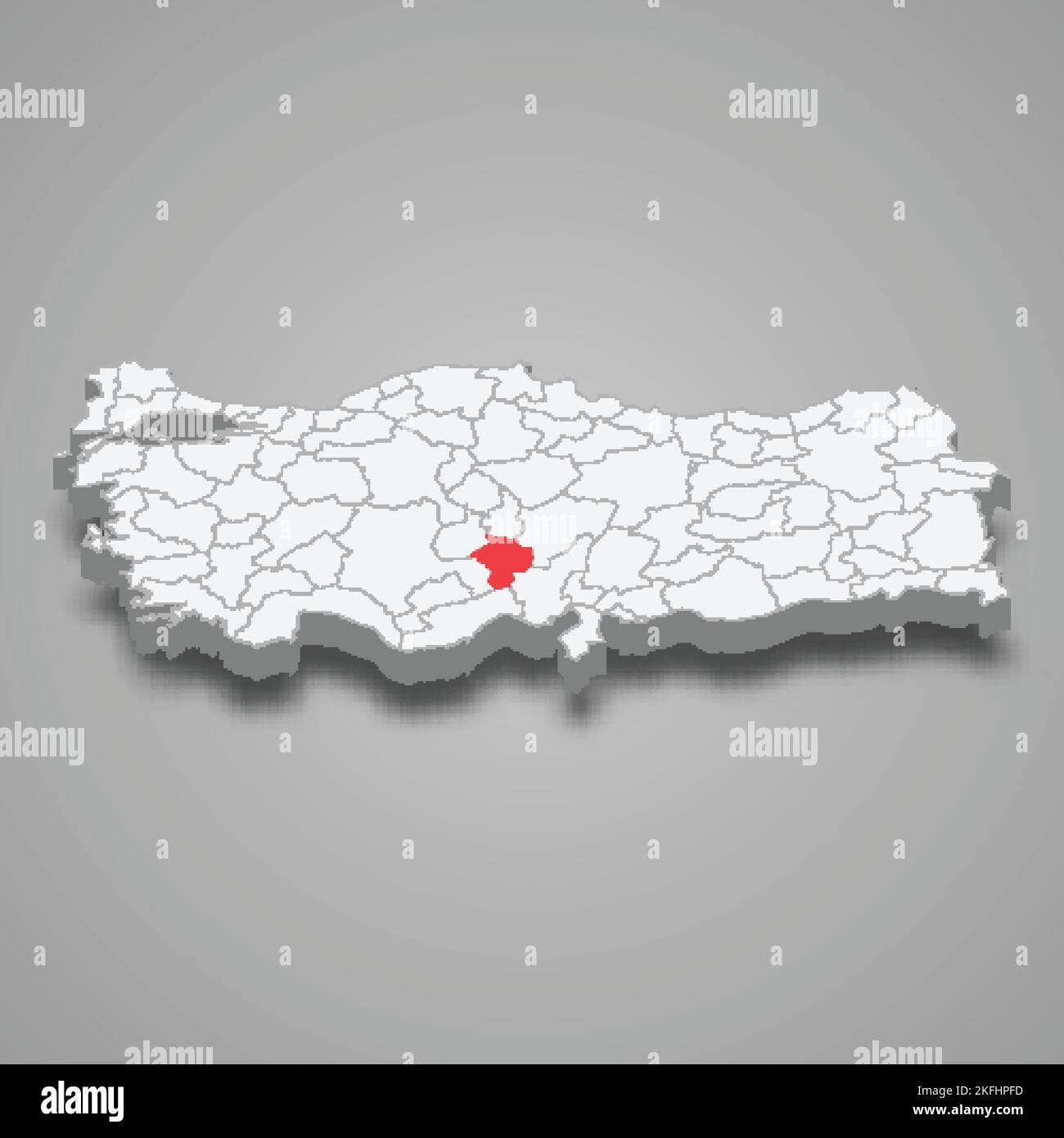 Nigde region location within Turkey 3d isometric map Stock Vector Image ...