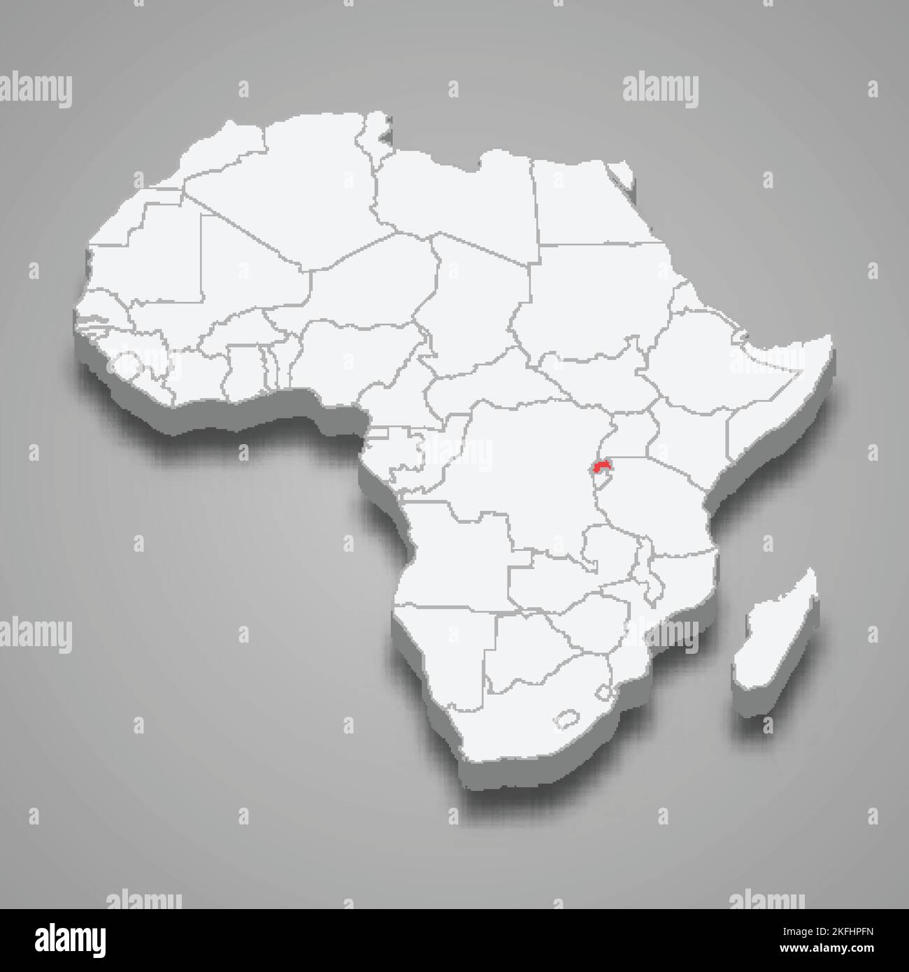 Rwanda country location within Africa. 3d isometric map Stock Vector ...