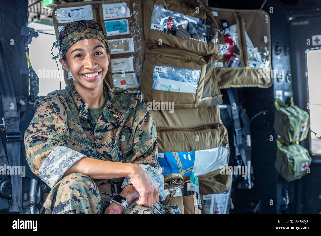 U.S. Navy Lt. Cmdr. Marissa Mayor, a general surgeon with 2nd Medical Battalion, 2nd Marine ...
