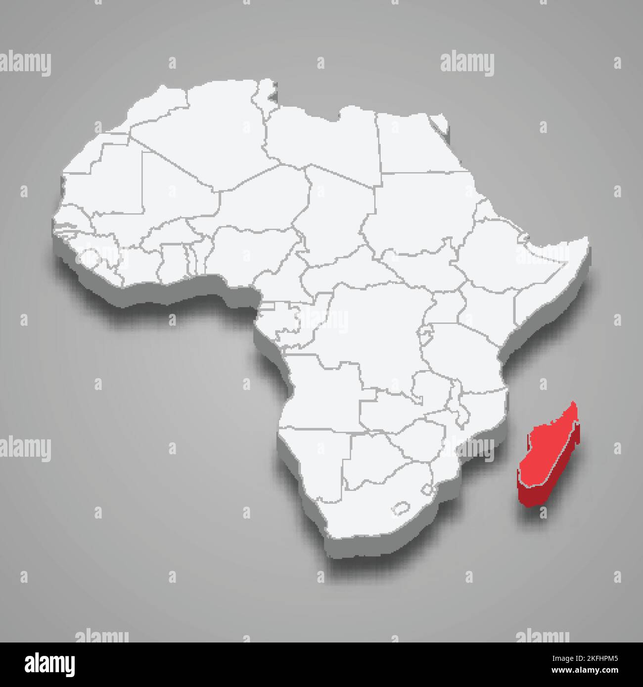 Madagascar country location within Africa. 3d isometric map Stock ...
