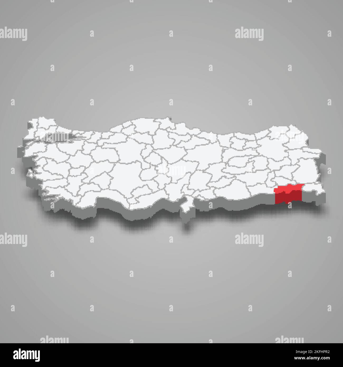 Sirnak region location within Turkey 3d isometric map Stock Vector ...