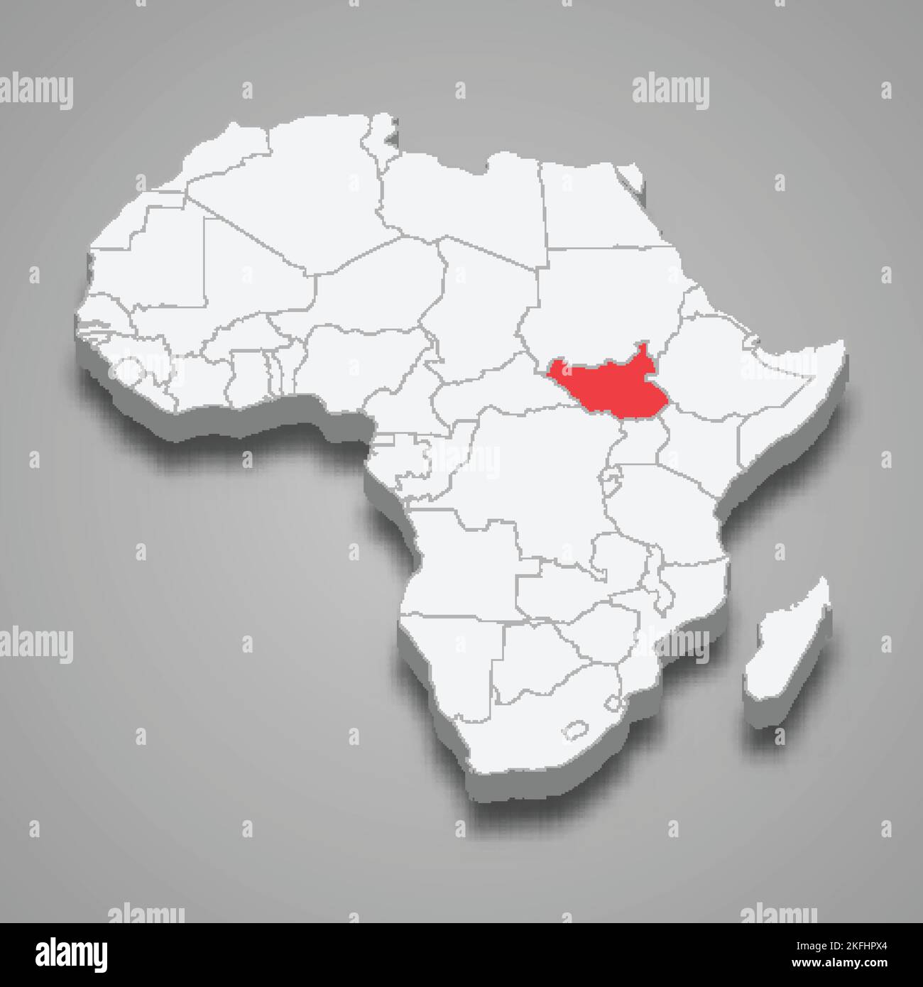 South Sudan Country Location Within Africa 3d Isometric Map Stock Vector Image And Art Alamy