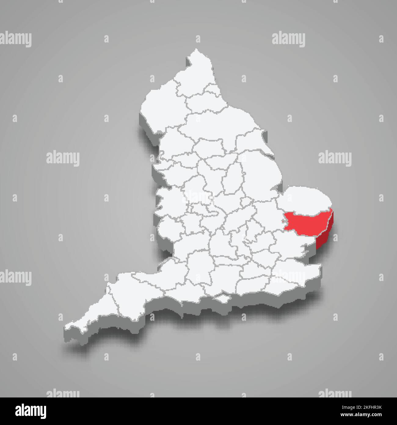 Suffolk county location within England 3d isometric map Stock Vector ...